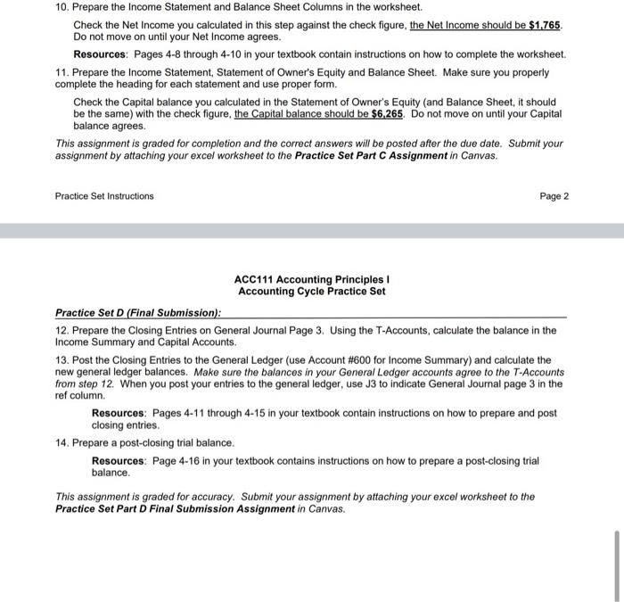 Accounting Cycle Practice Set The Intention of this | Chegg.com