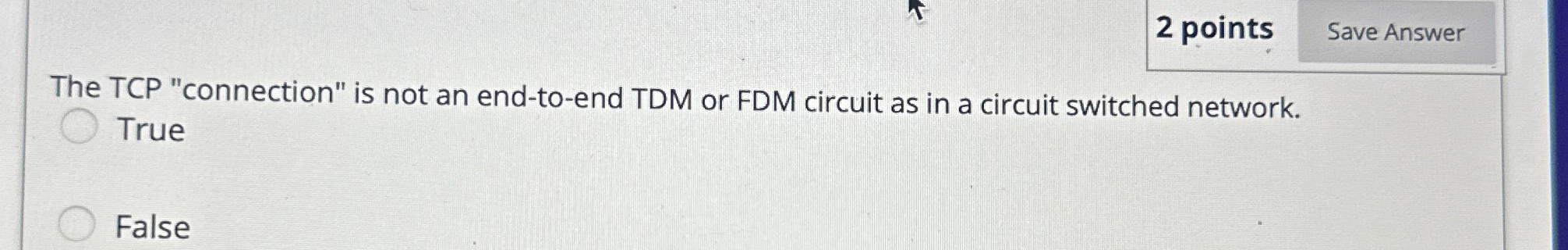 Solved 2 ﻿points The TCP "connection" is not an end-to-end | Chegg.com