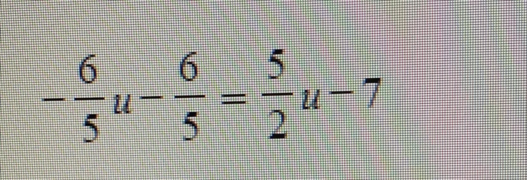 Solved -65u-65=52u-7 | Chegg.com