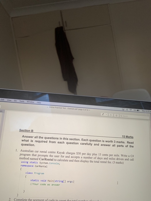 Solved Et View Co Tools Window Help Section B 15 Marks | Chegg.com