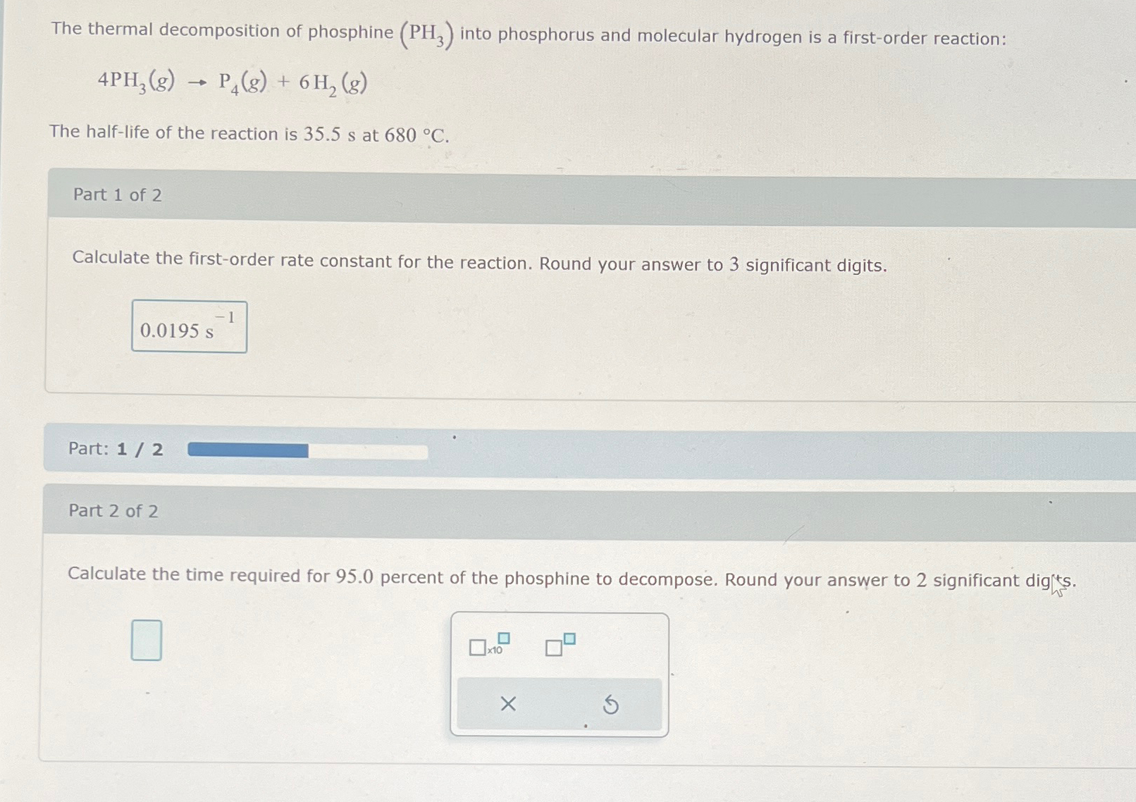 Solved The thermal decomposition of phosphine (PH3) ﻿into | Chegg.com
