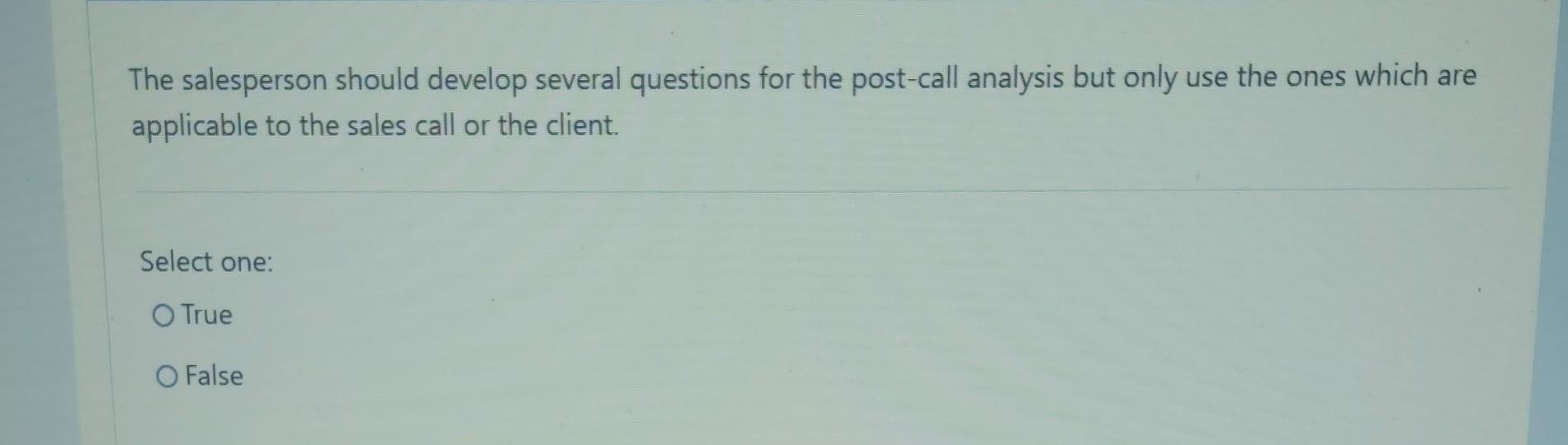 Solved The salesperson should develop several questions for | Chegg.com