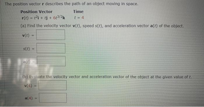 Solved The position vector r describes the path of an object | Chegg.com