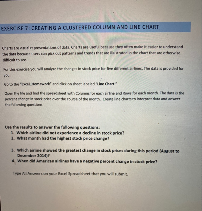 Solved EXERCISE 7: CREATING A CLUSTERED COLUMN AND LINE | Chegg.com