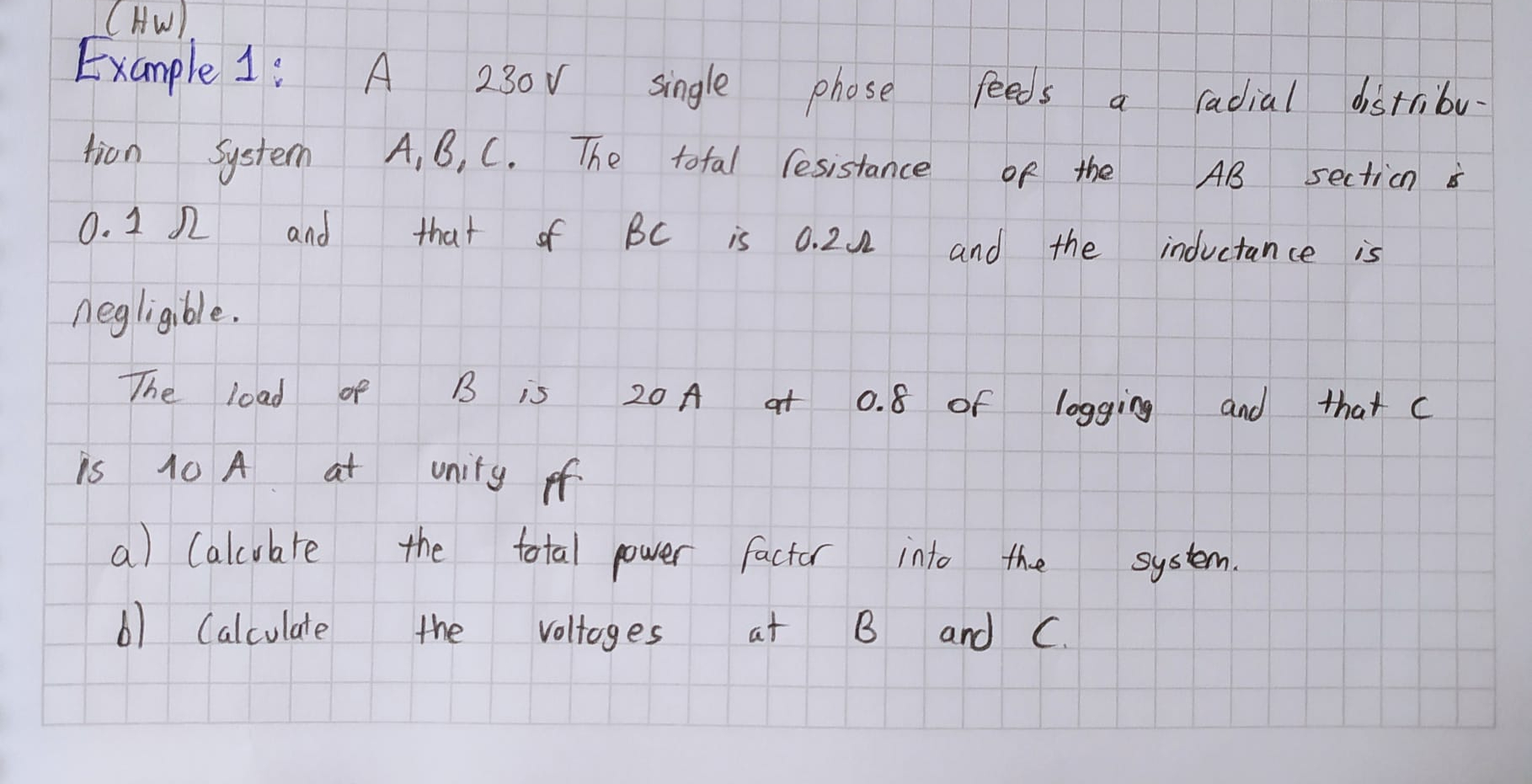Solved Example 1: A 230V ﻿single phose feeds a radial | Chegg.com