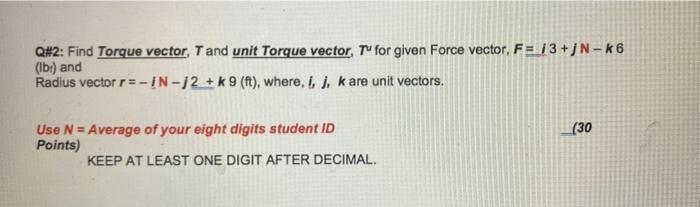 Solved Q#2: Find Torque vector, T and unit Torque vector, Tu | Chegg.com