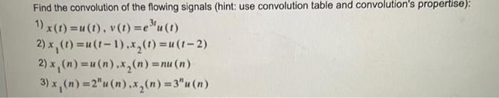 Solved Find the convolution of the flowing signals (hint: | Chegg.com
