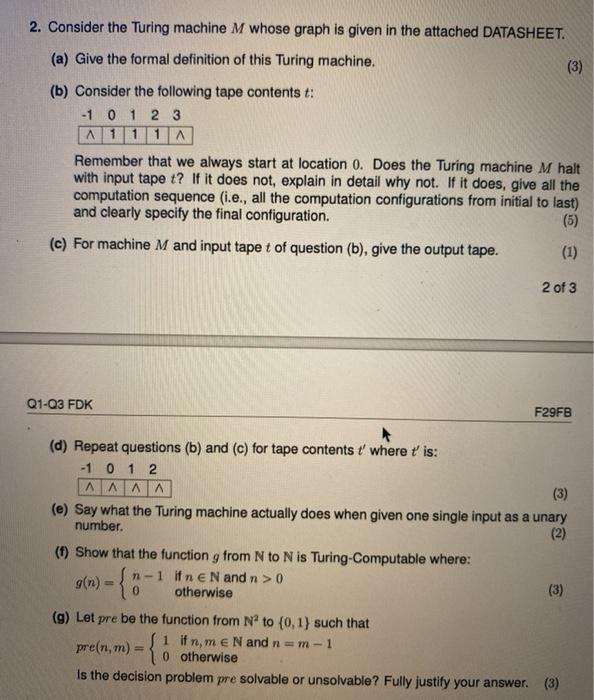 Solved 2. Consider the Turing machine M whose graph is given | Chegg.com