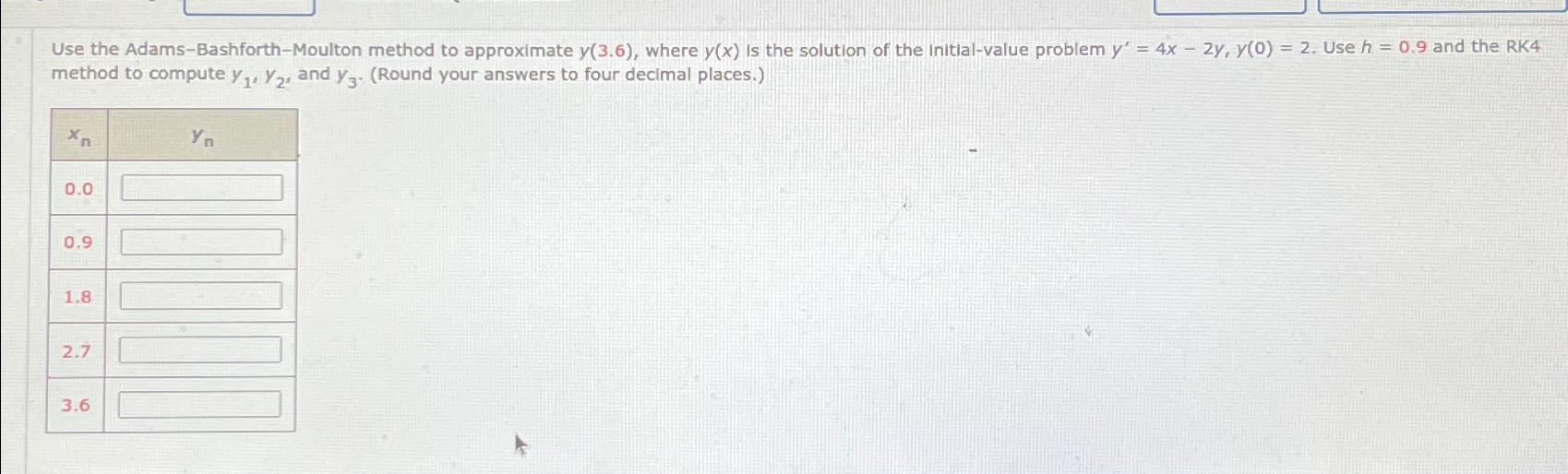 Solved Use the Adams-Bashforth-Moulton method to approximate | Chegg.com