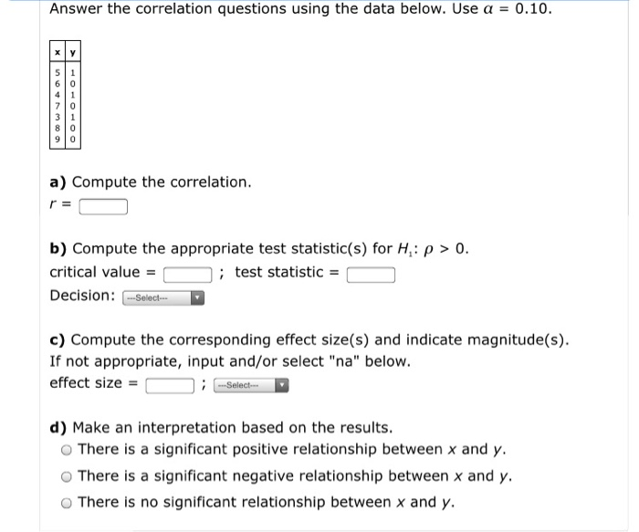 Solved Answer the correlation questions using the data | Chegg.com