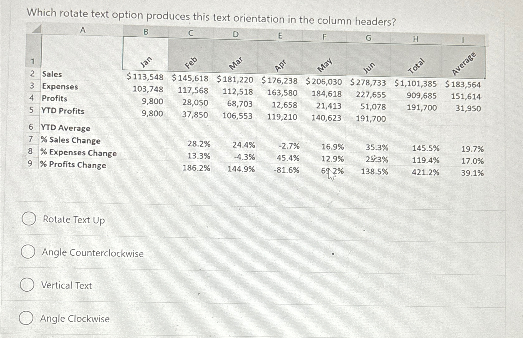 Which rotate text option produces this text | Chegg.com