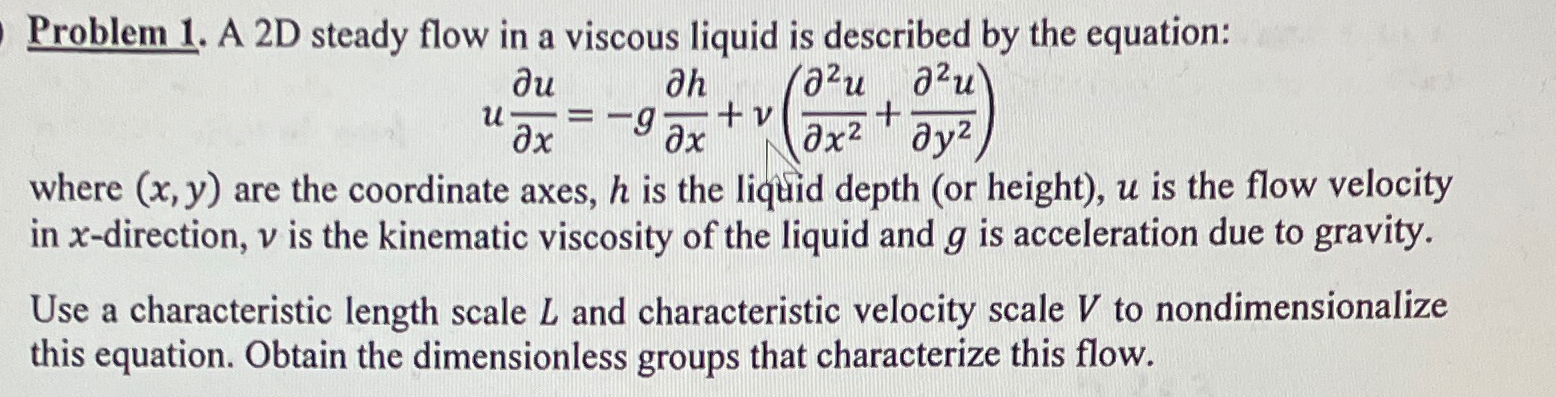Solved Problem 1. ﻿A 2D steady flow in a viscous liquid is | Chegg.com