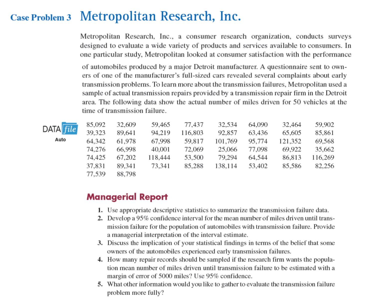 Solved Case Problem 3 ﻿metropolitan Research