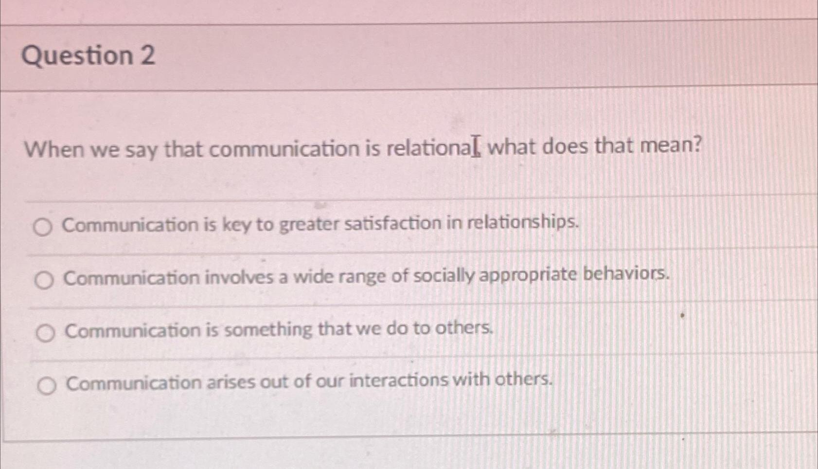 Solved Question 2When we say that communication is | Chegg.com