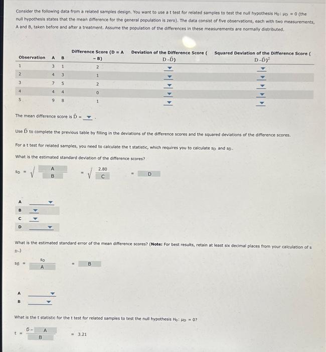 Solved Consider the following data from a related samples | Chegg.com