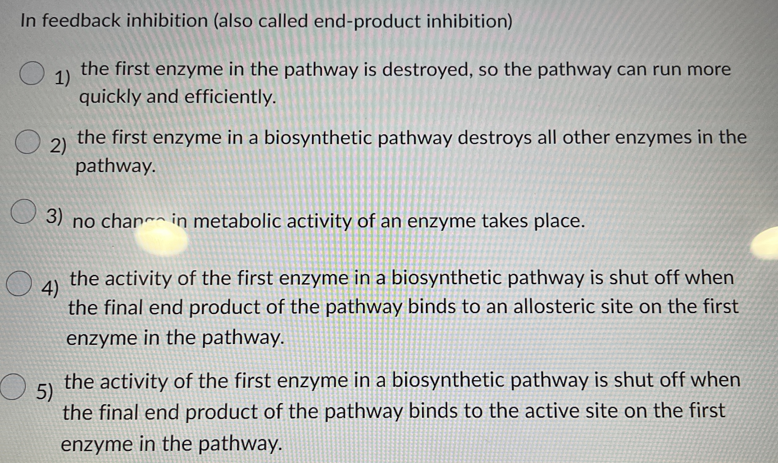 Solved In feedback inhibition (also called end-product | Chegg.com