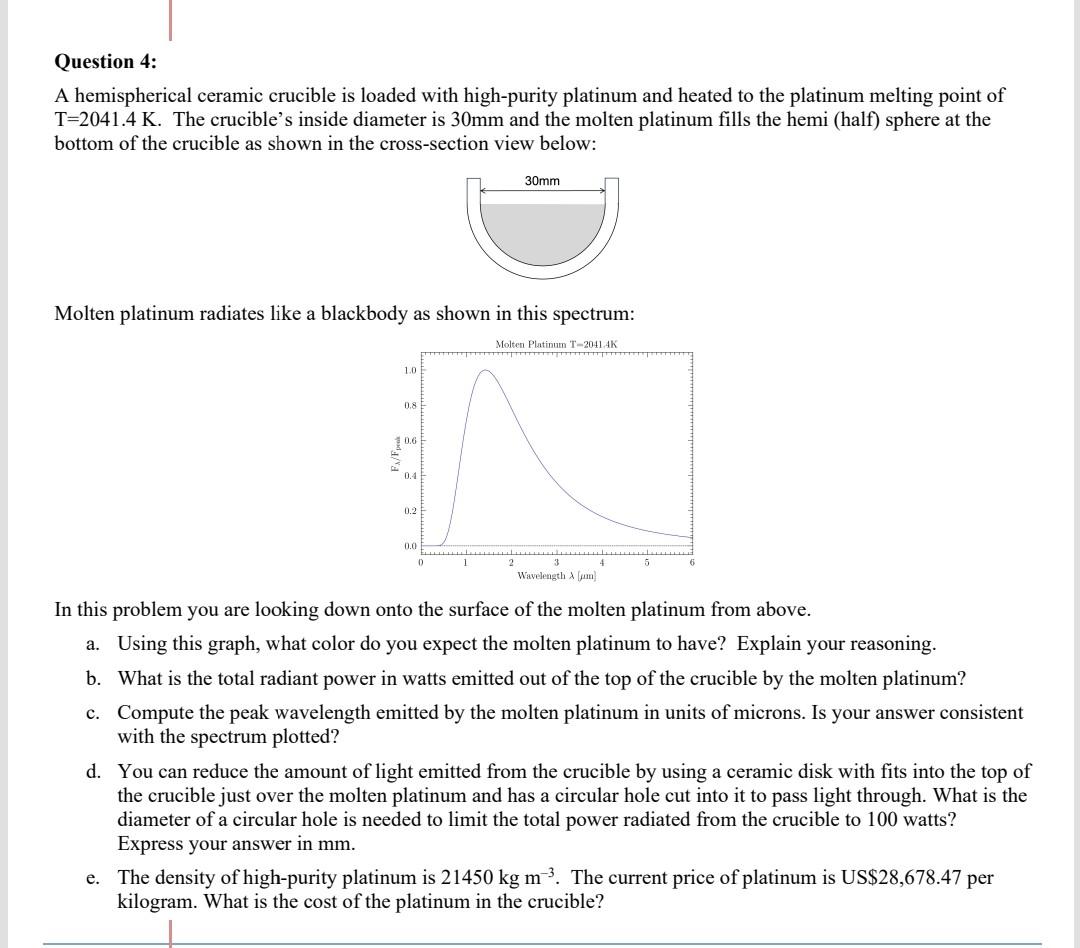 Solved A hemispherical ceramic crucible is loaded with | Chegg.com