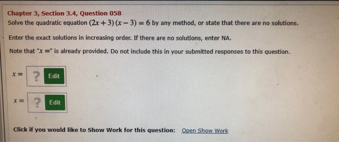 Solved Chapter 3, Section 3.4, Question 058 Solve the | Chegg.com