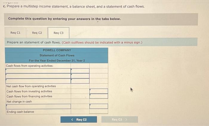 Solved C Prepare A Multistep Income Statement A Balance