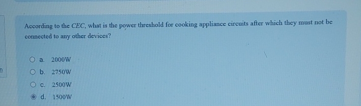 Solved According to the CEC, what is the power threshold for | Chegg.com