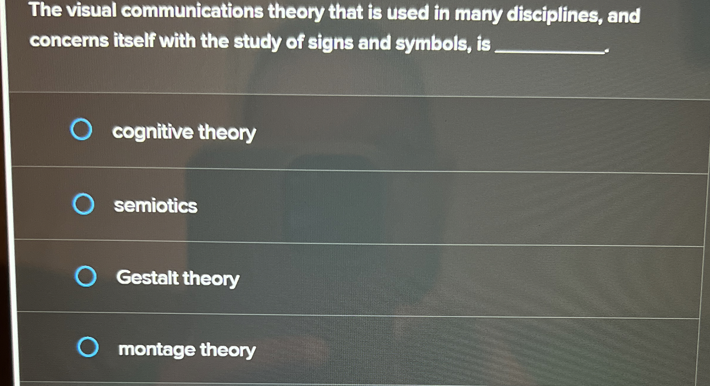 Solved The visual communications theory that is used in many | Chegg.com
