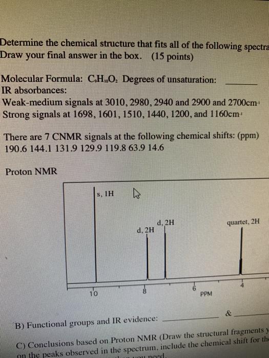 Solved 3. Determine the chemical structure that fits all of | Chegg.com