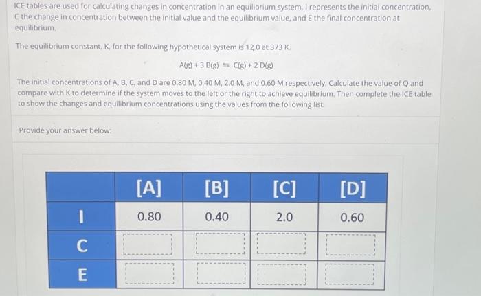 Solved ICE tables are used for calculating changes in | Chegg.com