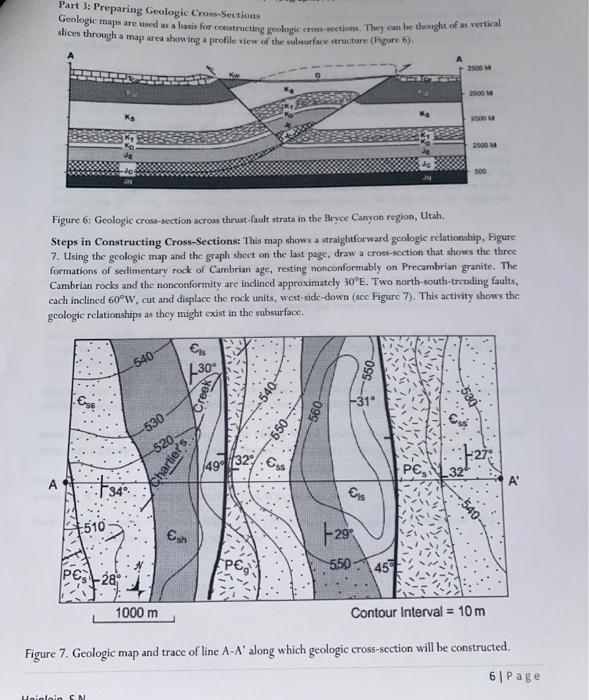 Using geologic map and graph sheet in first image, | Chegg.com