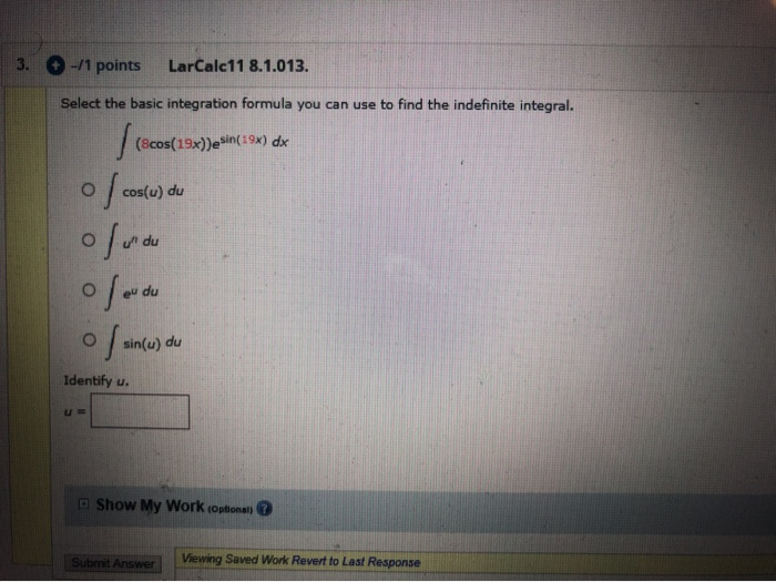 Solved select the basic integration formula you can use to | Chegg.com