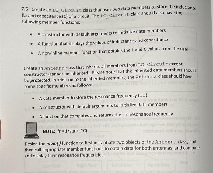 Solved 7.6 Create an LC_Circuit class that uses two data | Chegg.com