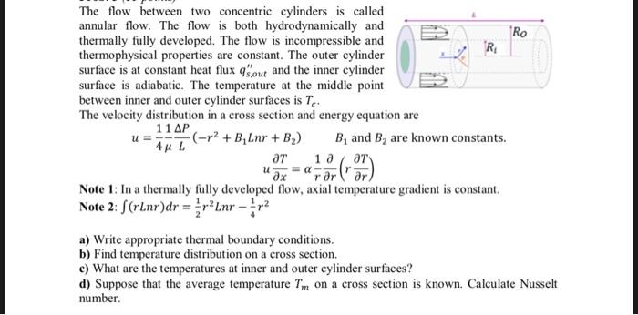 The flow between two concentric cylinders is called | Chegg.com