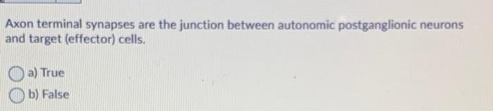 Solved Axon terminal synapses are the junction between | Chegg.com