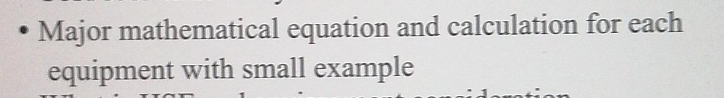 Solved Major mathematical equation and calculation for each | Chegg.com