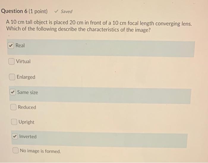 Solved Question 1 (1 point) Saved A 10 cm tall object is | Chegg.com