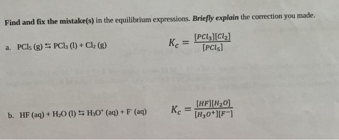 Solved Find and fix the mistake(s) in the equilibrium | Chegg.com