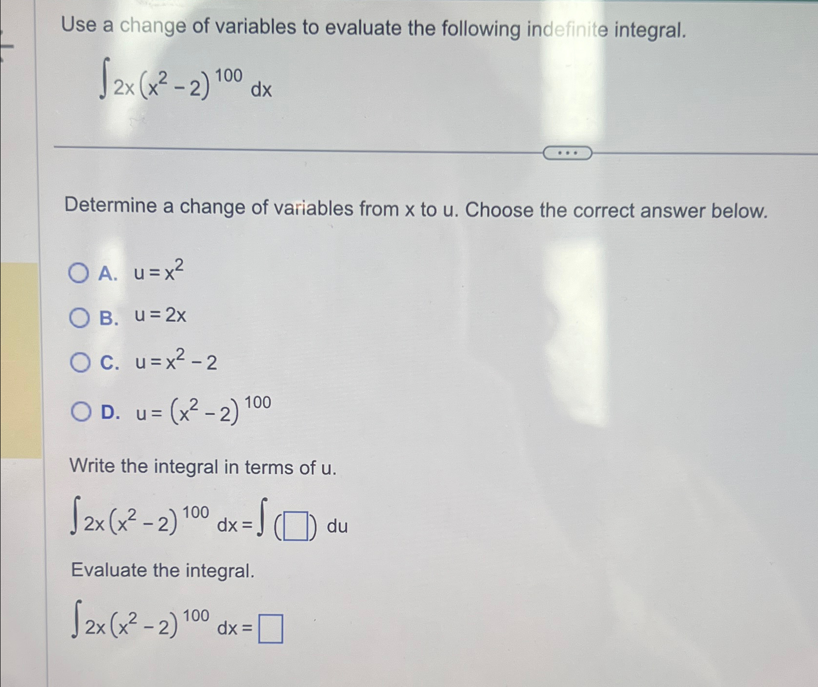 Solved Use a change of variables to evaluate the following | Chegg.com