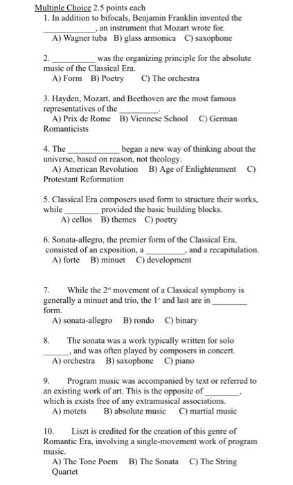 Solved Multiple Choice 2.5 points each 1. In addition to | Chegg.com