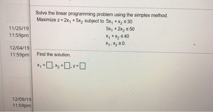 Solved Solve the linear programming problem using the | Chegg.com