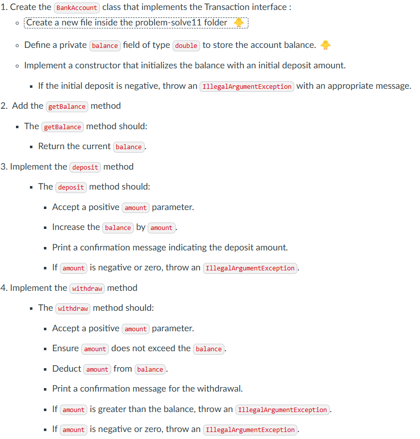 Solved Help me set up the deposit and withdraw method in the | Chegg.com