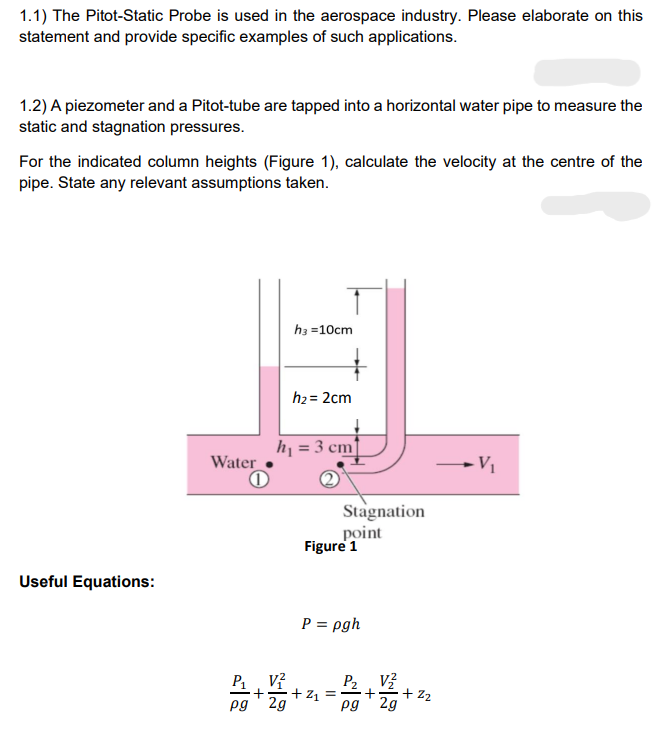 Solved 1.1) ﻿The Pitot-Static Probe is used in the aerospace | Chegg.com