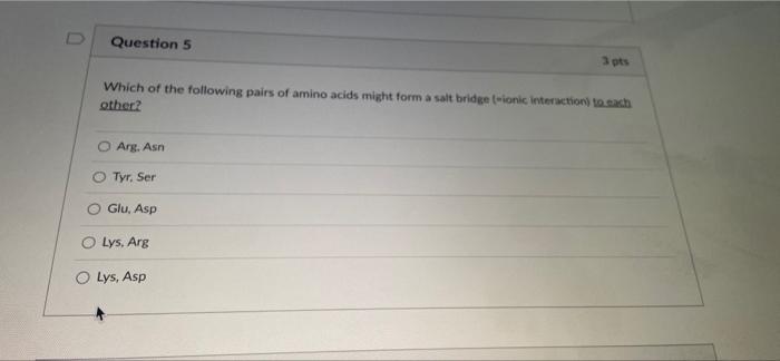 Solved Question 5 3 pts Which of the following pairs of | Chegg.com