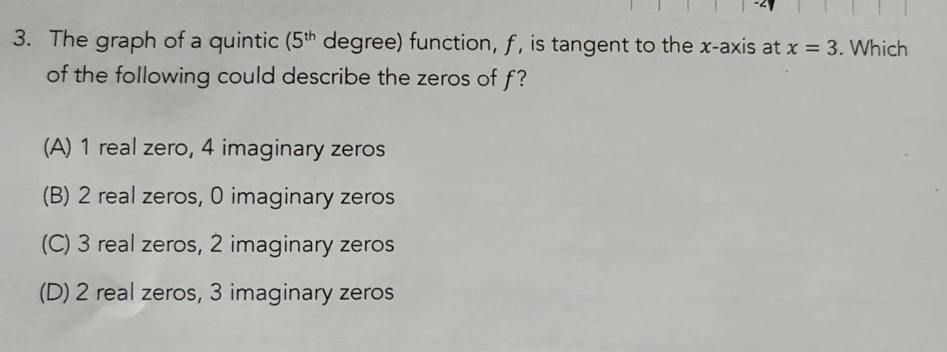 Solved The graph of a quintic ( 5th ﻿degree) ﻿function, f, | Chegg.com