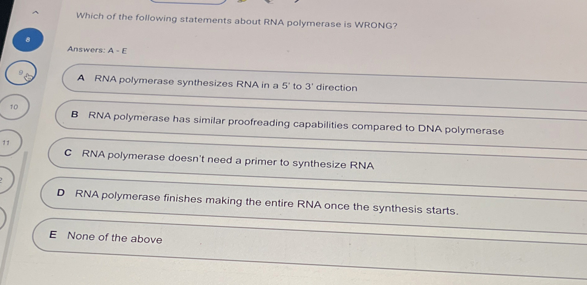 Solved Which of the following statements about RNA | Chegg.com