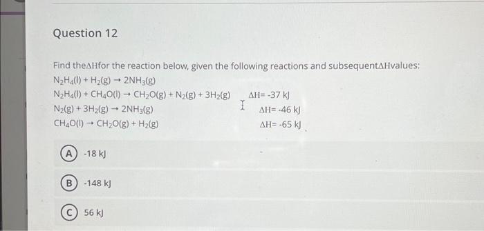Solved Find the ΔH for the reaction below, given the | Chegg.com