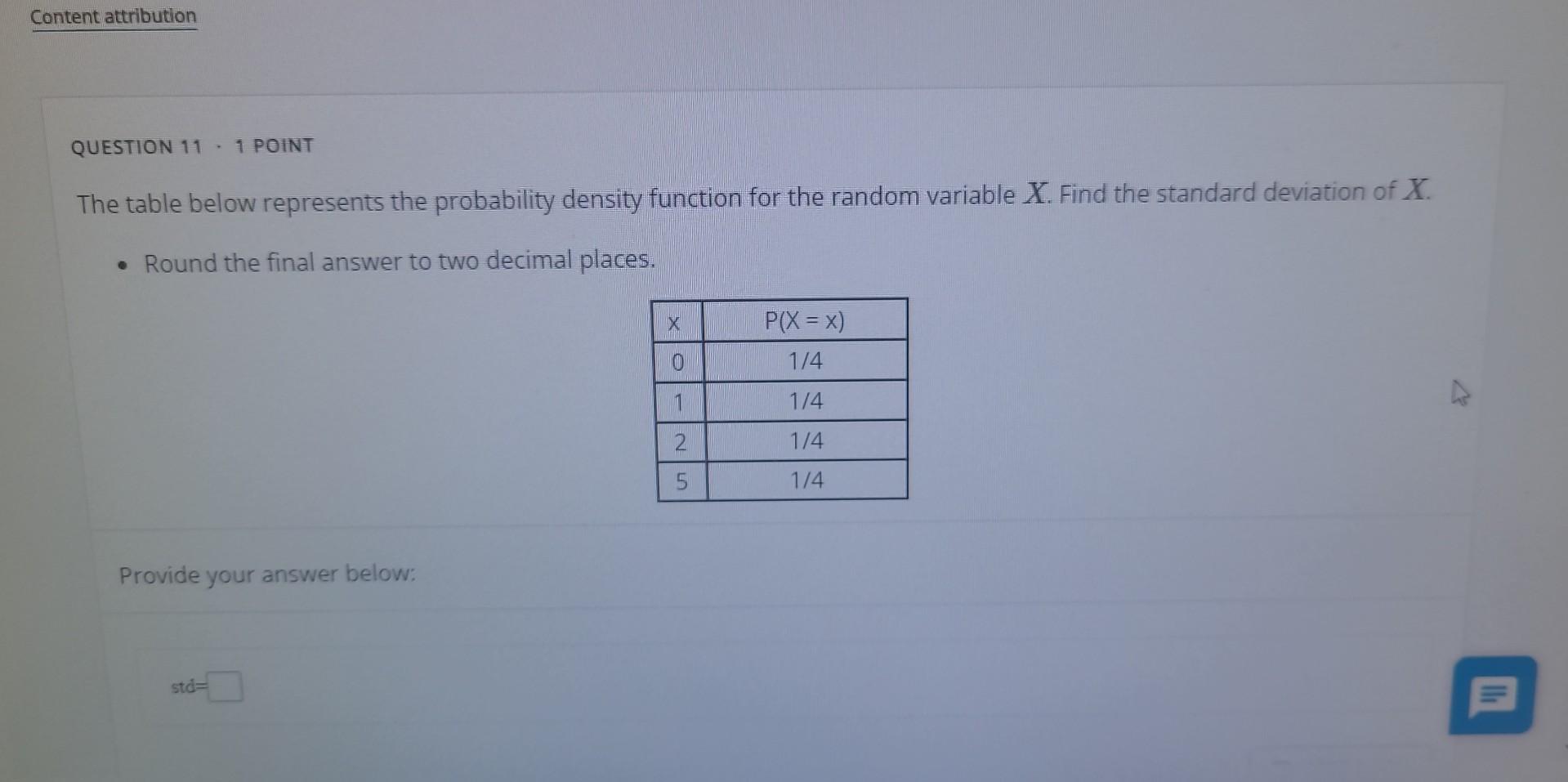 Solved The table below represents the probability density | Chegg.com