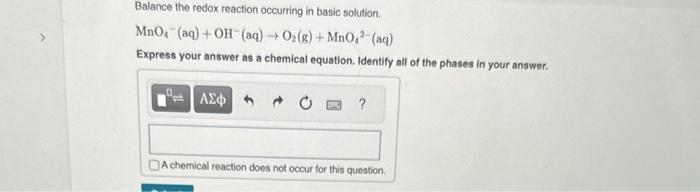 Solved Balance the redox reaction occurring in basic | Chegg.com