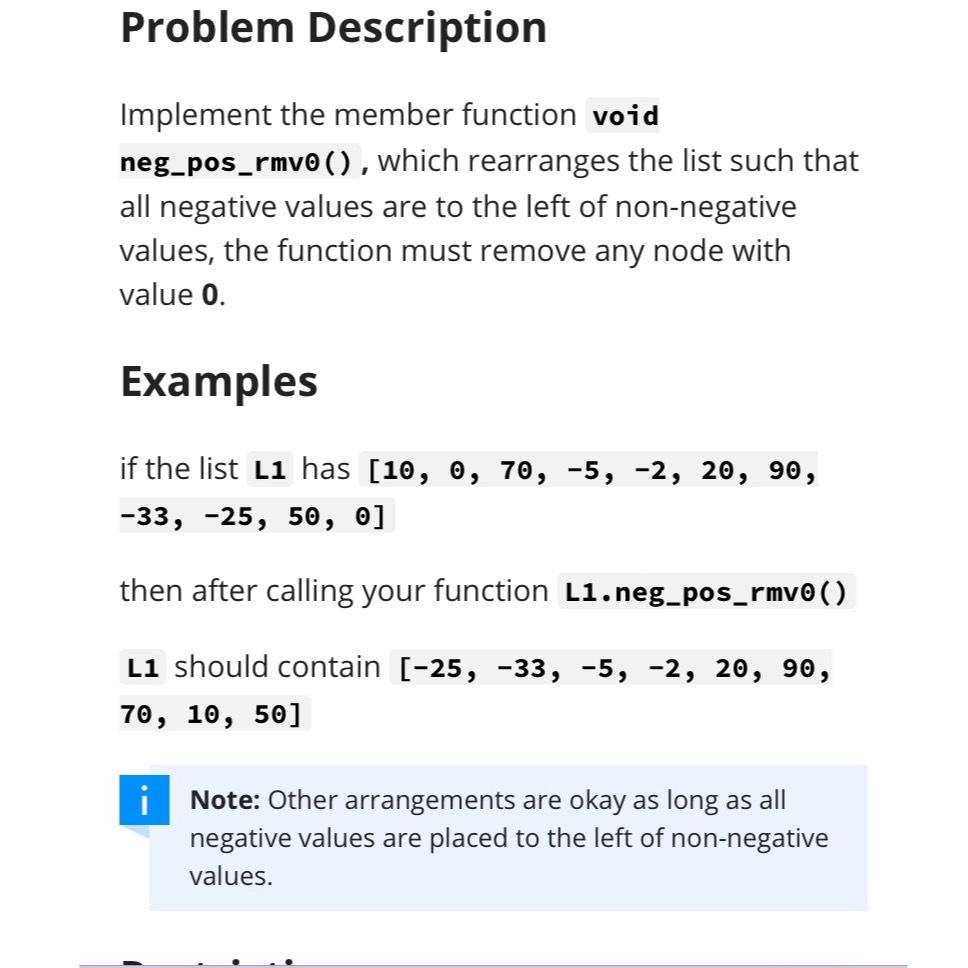 Solved Problem DescriptionImplement the member function void | Chegg.com