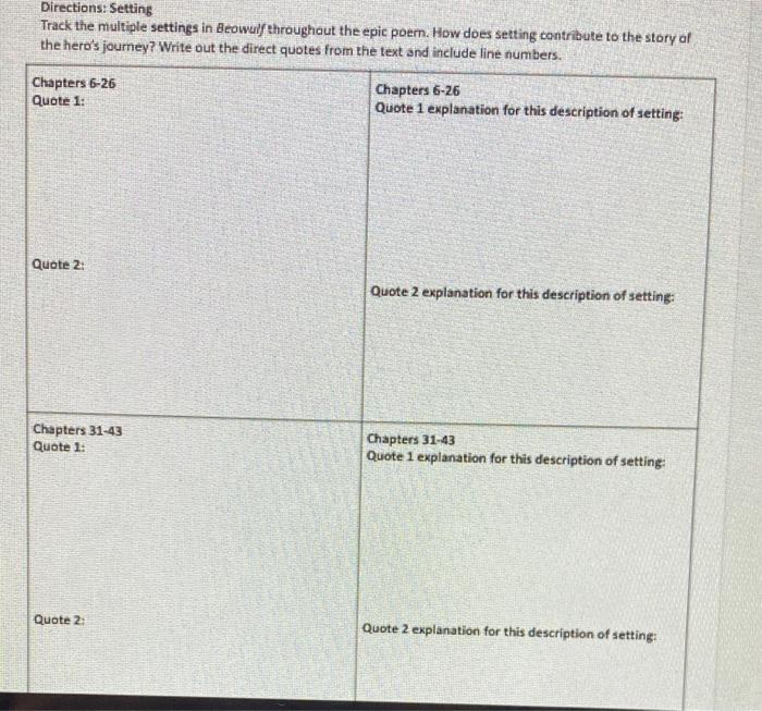 Solved Directions: Setting Track the multiple settings in | Chegg.com