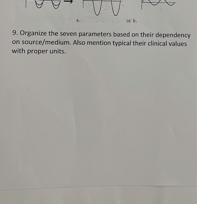 9. Organize the seven parameters based on their | Chegg.com