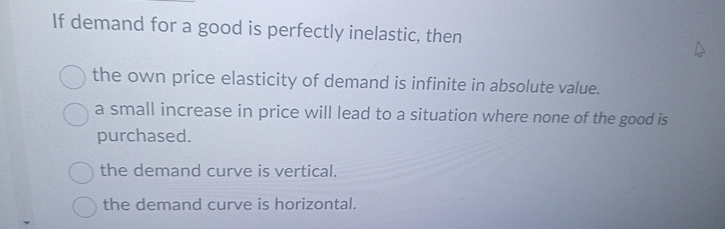 Solved If demand for a good is perfectly inelastic, thenthe | Chegg.com